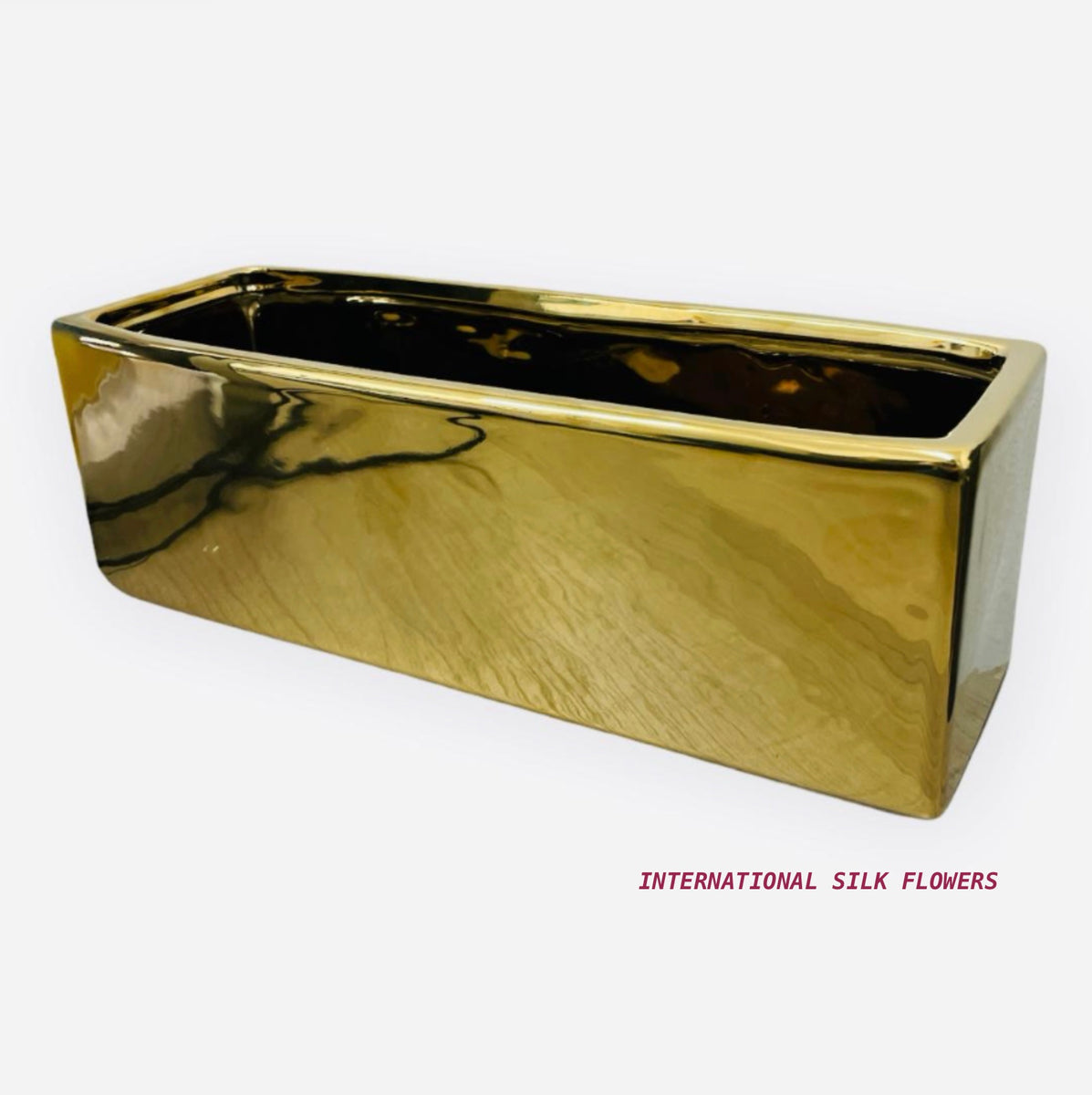 4'' LONG RECTANGLE VASE ( CBR1244-GOLD ) – International Silk Flowers ...